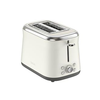 T-fal Collection Doppelschlitz-Toaster, extra hoher Hebel, 8 Br&auml;unungsstufen, 4 Funktionen, breite Schlitze, abnehmbare Kr&uuml;melschublade, Retro-Edelstahl-Opt