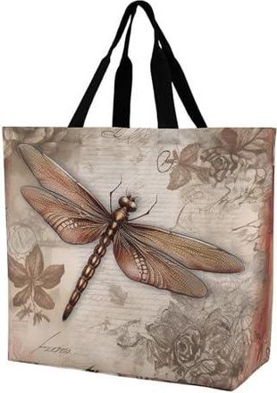 Generic Libellules Animal Sac Cabas Pliable Sacs De Courses R&eacute;utilisable Sac &Agrave; Bandouli&egrave;re Pour Travail Shopping Quotidienne