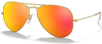 Ray-Ban Aviator Flash Lenses Sonnenbrillen Gold Fassung Orange Glas Polarisiert 58-14