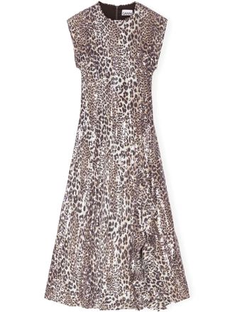 Ganni Kleid mit Leoparden-Print - Weiß