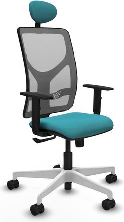 Piqueras y Crespo Stuhl mit Rollen f&uuml;r PC mit 1D-Armen, h&ouml;henverstellbare Lendenwirbelst&uuml;tze und festes Kopfteil, ausgestattet mit 3 Positionen und Schneidschaum, Grau/