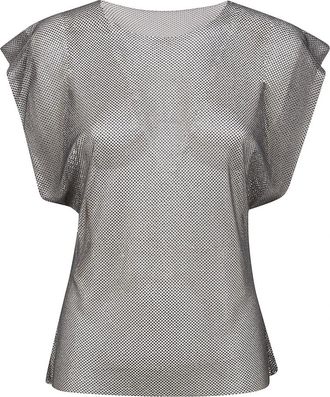 Alberta Ferretti Femme, Blouses et Chemises, Gris, Taille: 38 FR Crystals Net T-Shirt