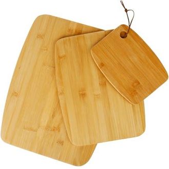 Ambiance Nature 543943 Schneidebretter aus Bambus, L 19 x 14 cm, L 29 x 22 cm, L 37 x 28 cm, ideal f&uuml;r Vorspeisen, Aufschnitt, Brot, Obst, K&auml;se