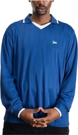 Patta Homme, Tops, Bleu, Taille: L Jacquard Striped Long Sleeve Jersey