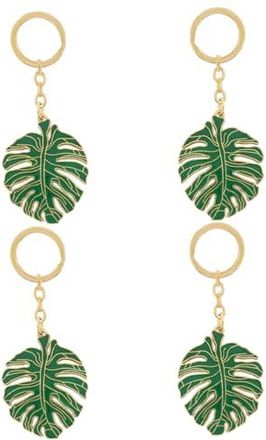 Supvox Lot de 4 Porte-Cl&eacute;s en Alliage Creux Forme Feuille de Monstera Pendentifs D&eacute;coratifs Verts Accessoires Pratiques pour Cl&eacute;s de Voiture et Paquet Design