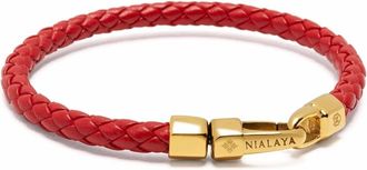 Nialaya Homme, Accessoires, Jaune, Taille: 2XL Bracelet en cuir tressé 5 mm