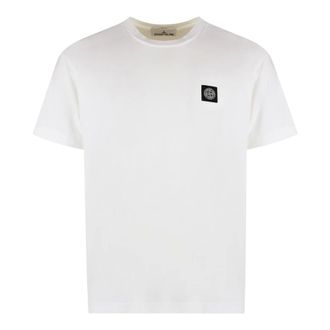 Stone Island Homme, Tops, Blanc, Taille: L Logo Cotton T-Shirt