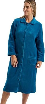 Marlon Ramona Robe de chambre confortable en polaire corail pour femme - Robe douce et chaude avec fermeture à boutons ou à glissière, col Claudine et poches