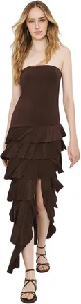 Access Fashion Access Fashion, Femme, Robes, Brun, Taille: 40 FR Robe Jersey Sans Bretelles