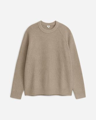 Arket Rippstrick-Rundhalspullover -Beige