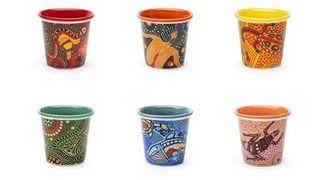 Excelsa Aboriginal Lot de 6 verres &agrave; caf&eacute;, porcelaine, capacit&eacute; 90 ml, d&eacute;cors assortis