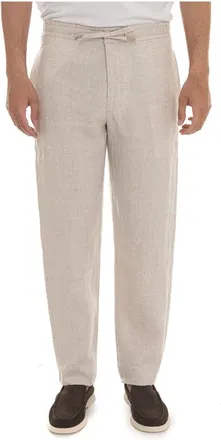 Canali Homme, Pantalons, Beige, Taille: 2XL Pantalon droit en pur lin