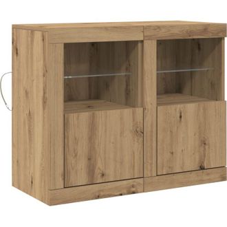 vidaXL Beistellschrank 2 pcs Eiche handwerklich 41 x 37 x 67 cm Vidaxl