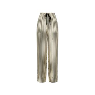 Versace Bedruckte Seiden-Twill-Hose im Pyjama-Stil - - Trousers - Damen - Beige - S