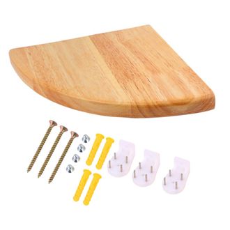 Angoily Elegantes Holz Eckregal F&auml;cherf&ouml;rmig Wandmontage Radius 18cm Vintage Stil f&uuml;r Wohnzimmer Schlafzimmer Homeoffice