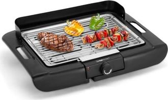 Clatronic Barbecue-Tischgrill | Elektrogrill ideal f&uuml;r Balkon & K&uuml;che | Elektro Grill mit Windschutz | Grill mit verchromtem Grillrost | Tischgrill mit Cool Tou