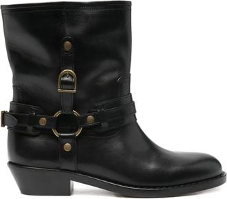 Isabel Marant Isabel Marant Stiefel - Black Ankle Boots With Decorative Straps - Gr. 36 (EU) - in Schwarz - für Damen
