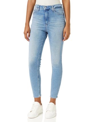 Calvin Klein Damen Jeans Hose Super Skinny Ankle High Waist, Blau (Denim Light), 33W