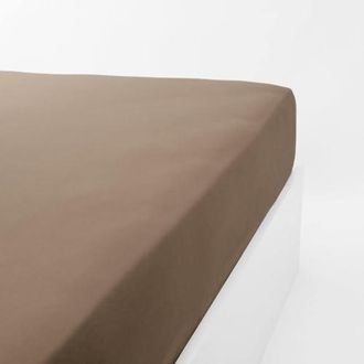 LINANDELLE Linandelle - Drap Housse Coton 120 Fils Jersey Extensible Douceur - Marron - 100x200 cm
