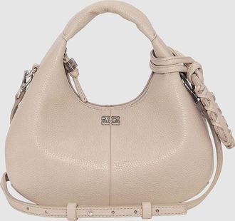 Ganni Sac Hobo Mini Grained White Pepper