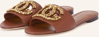 Dolce & Gabbana Pantoletten Mit Schmucksteinen braun