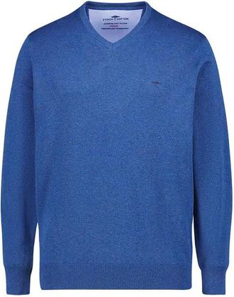 Fynch-Hatton Fynch-Hatton Herren Pullover blau Baumwolle unifarben