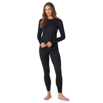 Generic Sous-v&ecirc;tements thermiques pour femme avec couche de base doubl&eacute;e en polaire pour femme, ensemble de d&eacute;tente pour temps froid, Noir, XXL