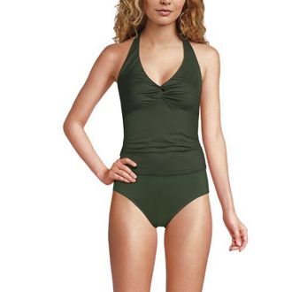 Lands End Neckholder-Tankinitop, Damen, Gr&ouml;&szlig;e:48 regular, Gr&uuml;n, Nylon-Mischung, by Lands End