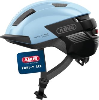 ABUS Fahrradhelm Purl-Y ACE mit LED-Licht - geeignet Fahrten auf E-Bike und S-Pedelec - Trendiger NTA-Schutzhelm f&uuml;r Erwachsene und Jugendliche - Hellblau,
