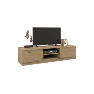 Hucoco Hucoco - cdf TV-Schrank 140 Farbe: Eiche Artisan Moderner Fernsehtisch Ablagen f&uuml;r Audio-/Videoger&auml;te Stauraum f&uuml;r Kleinigkeiten Ideal f&uuml;r