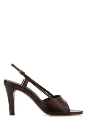 Miu Miu Slingback Leather Sandal - Brown