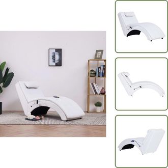 vidaXL Massage Chaiselongue mit Kissen Wei&szlig; Kunstleder - Massage-Stuhl - Relaxliege - Chaise Lounge - Wellnessstuhl - Ledercouch