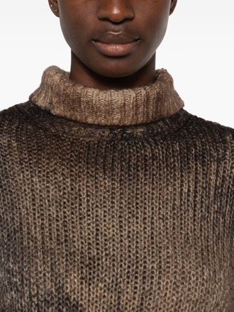 Avant Toi Chunky Knit Gradient Turtleneck Sweater - Brown