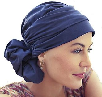 Christine Headwear Turban Mila en coton Supima Extra Doux et Frais, bleu nuit, Taille Unique