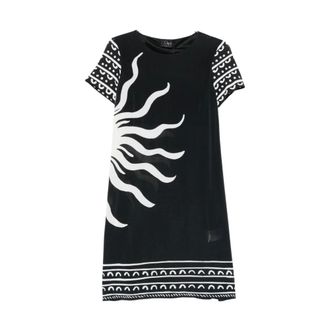 Clips Femme, Robes, Noir, Taille: 44 FR Robe &agrave; Manches Courtes et Imprim&eacute; Graphique