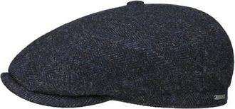 Stetson Casquette Brooklin Black Herringbone Homme - Gavroche avec Visiere, Doublure Hiver Automne-Hiver - 59 cm Noir-Bleu