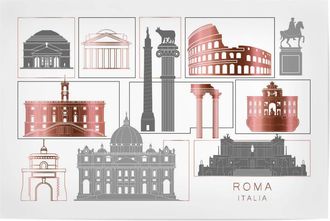 artboxONE Poster 75x50 cm Städte Rome Skyline, Rosegold hochwertiger Design Kunstdruck - Bild Rome Buildings City