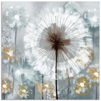 Artland ARTland Wanddeko Glasbilder Wandbild Glas Bild einteilig 40x40 cm Quadratisch Abstrakte Kunst Pflanzen Blumen Pusteblume Löwenzahn Sommer Minimalismus