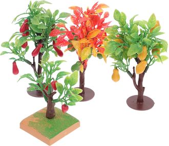 DOITOOL 4 Stück Teiliges Miniatur Modellbäume Realistische Obstbaum Deko aus Robustem Abs für Modellbahn Sandtisch Mikro Landschaft Lebensechte Farben Vielsei