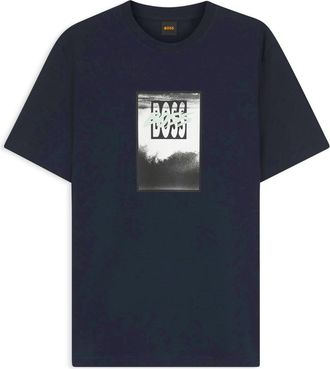 HUGO BOSS T-Shirt aus einem Baumwolljersey mit gummiertem Label-Print in