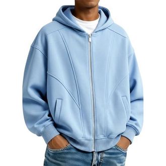 Generic Vestes dautomne chaudes pour hommes avec fermeture éclair intégrale pour homme - Pull à manches longues pour homme - Pull à capuche ample - Sweat à ca
