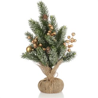 Com-Four Deko-Baum Weihnachten - Kleiner Schmuckbaum mit Weihnachtskugeln - Tolle Tischdeko f&uuml;r die Adventszeit, erg&auml;nzt Kr&auml;nze und Girlanden (35cm gr&uuml;ne Zweig