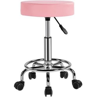 Yaheetech Tabouret de Bureau Hauteur R&eacute;glable 51-65 cm avec roulettes Rotation &agrave; 360&deg; Tabouret de Travail Rotatif pour Bureau, Salon de Beaut&eacute; et Massage, Clini