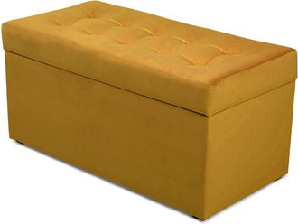 MG Design Polsterhocker 45 x 90 cm Orange mit großem Stauraum (ca. 100 L), bis 300 kg belastbar, weich mit dezentem Schimmer, pflegeleicht - Wohnbereich, Schlaf