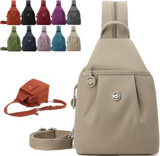 Generic 3 in 1 Anti-Theft Travel Tote Bag, Womens Mini Backpack Waterproof 2-Way Commuter Bag Stylish Oxford Cloth Crossbody Bags (Khaki)