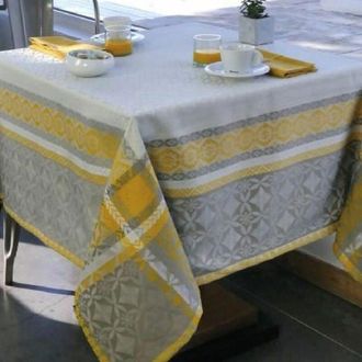 Vent du Sud Nappe enduite Mar&eacute;va 150 x 300 cm - gris et jaune