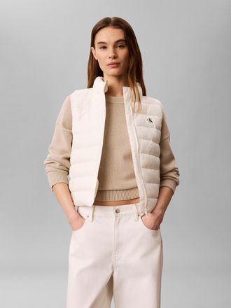 Calvin Klein Jeans Steppweste CALVIN KLEIN JEANS, Damen, Gr. XXL, wei&szlig; (tofu), Web, Obermaterial: 100% Polypropylen, unifarben, taillenbedeckt, hoch geschlossener Aussch