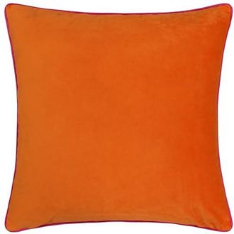 furn. Meridian Kissenbezug - luxuri&ouml;ser kontrastfarbener paspelierter Samt-Dekobezug (Clementine/Helles Rosa - 45x45cm)