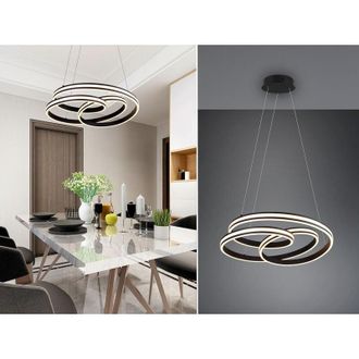 Trio Gro&szlig;e led Pendelleuchte nuria dimmbar geschwungen Schwarz, &oslash; 60cm