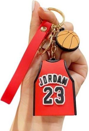 Generic T-shirt porte-clés compatible avec NBA 23 Bulls dans étui couleur licorne basket-ball gadgets accessoires idée cadeau homme femme enfant pendentif cré